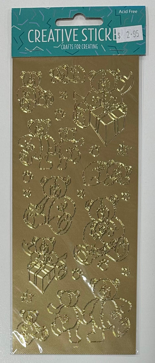 Sticker Sheet - Teddy Bears Gold | Paper Flourish