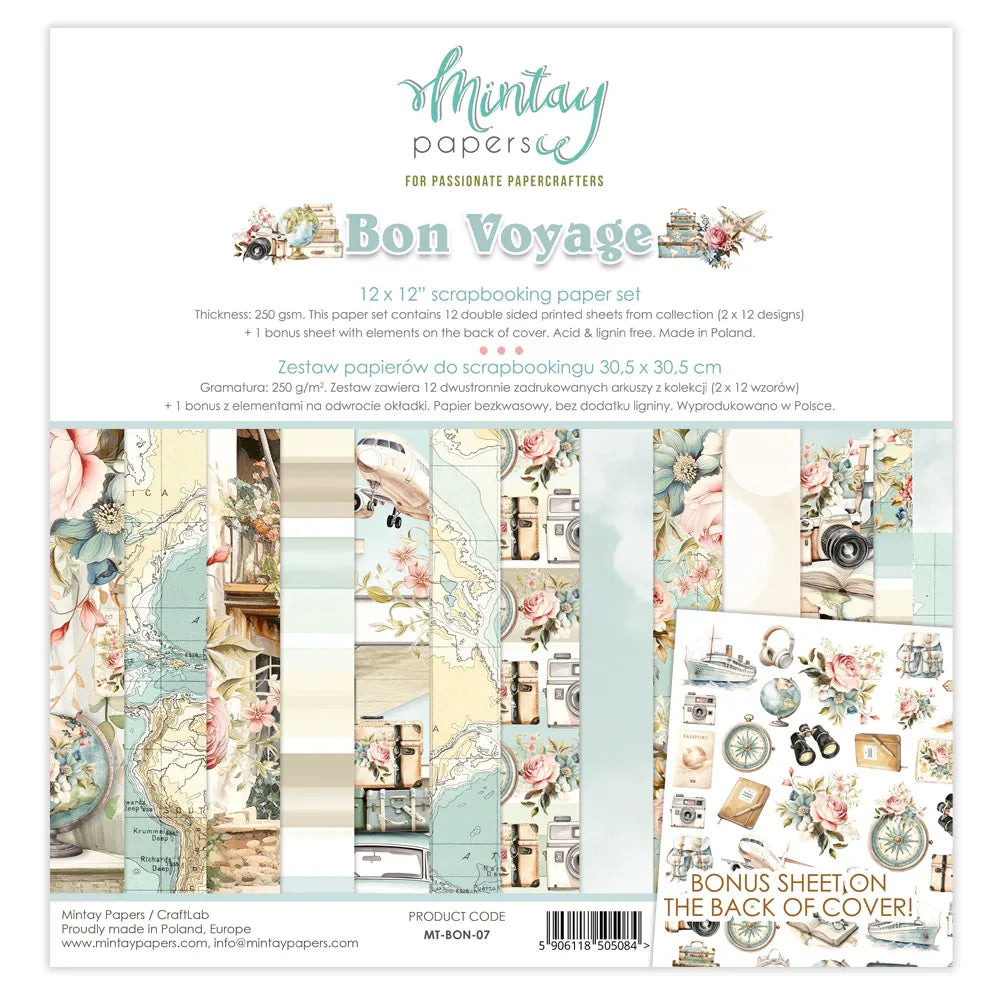 Mintay Paper Pack 12" x 12" - Bon Voyage | Paper Flourish