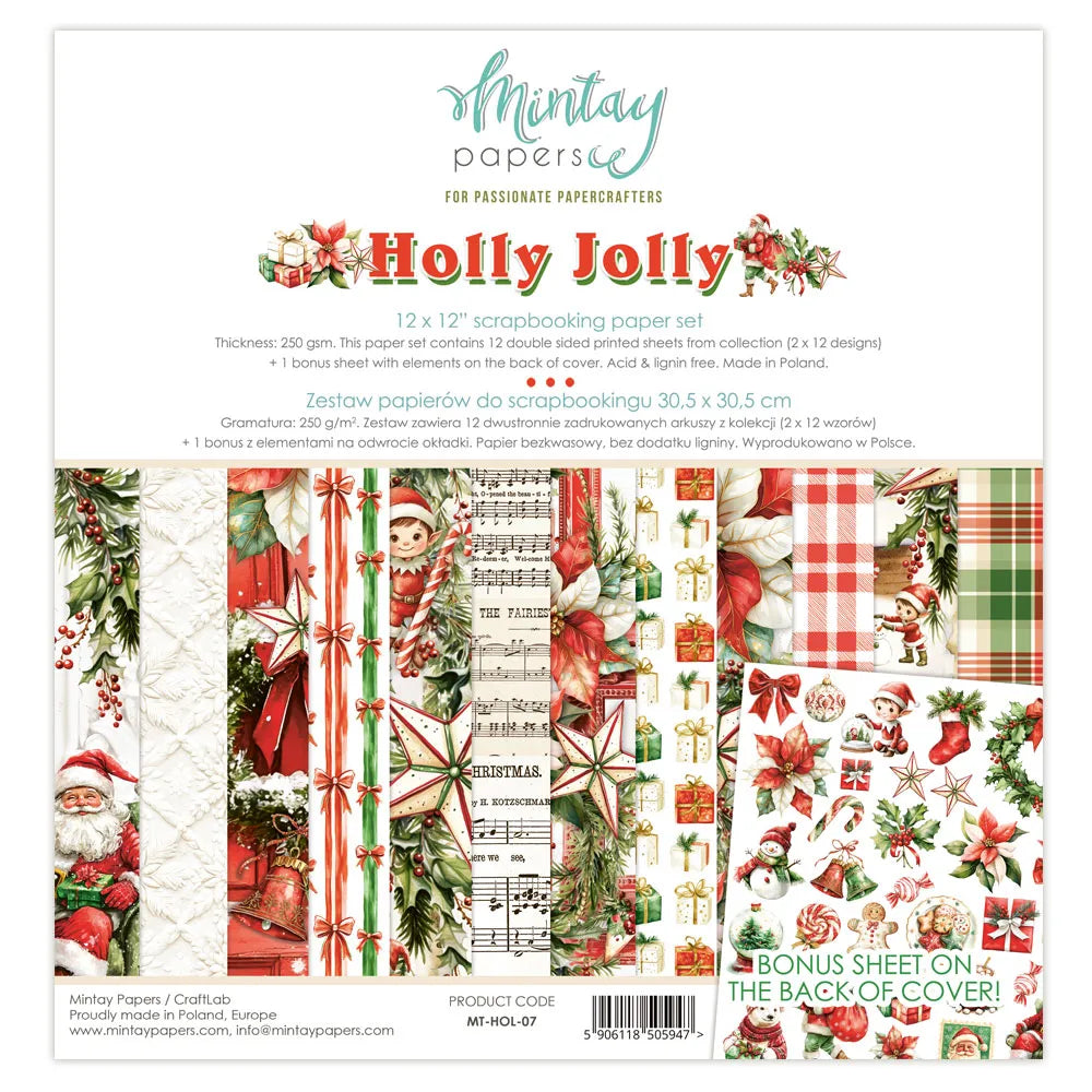Mintay Paper Pack 12" x 12" - Holly Jolly | Paper Flourish