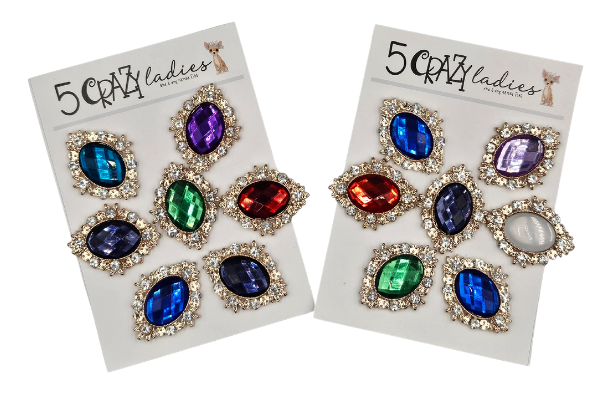 5 Crazy Ladies Bling - Oval Diamonte Coloured Centre - Random Colours ...