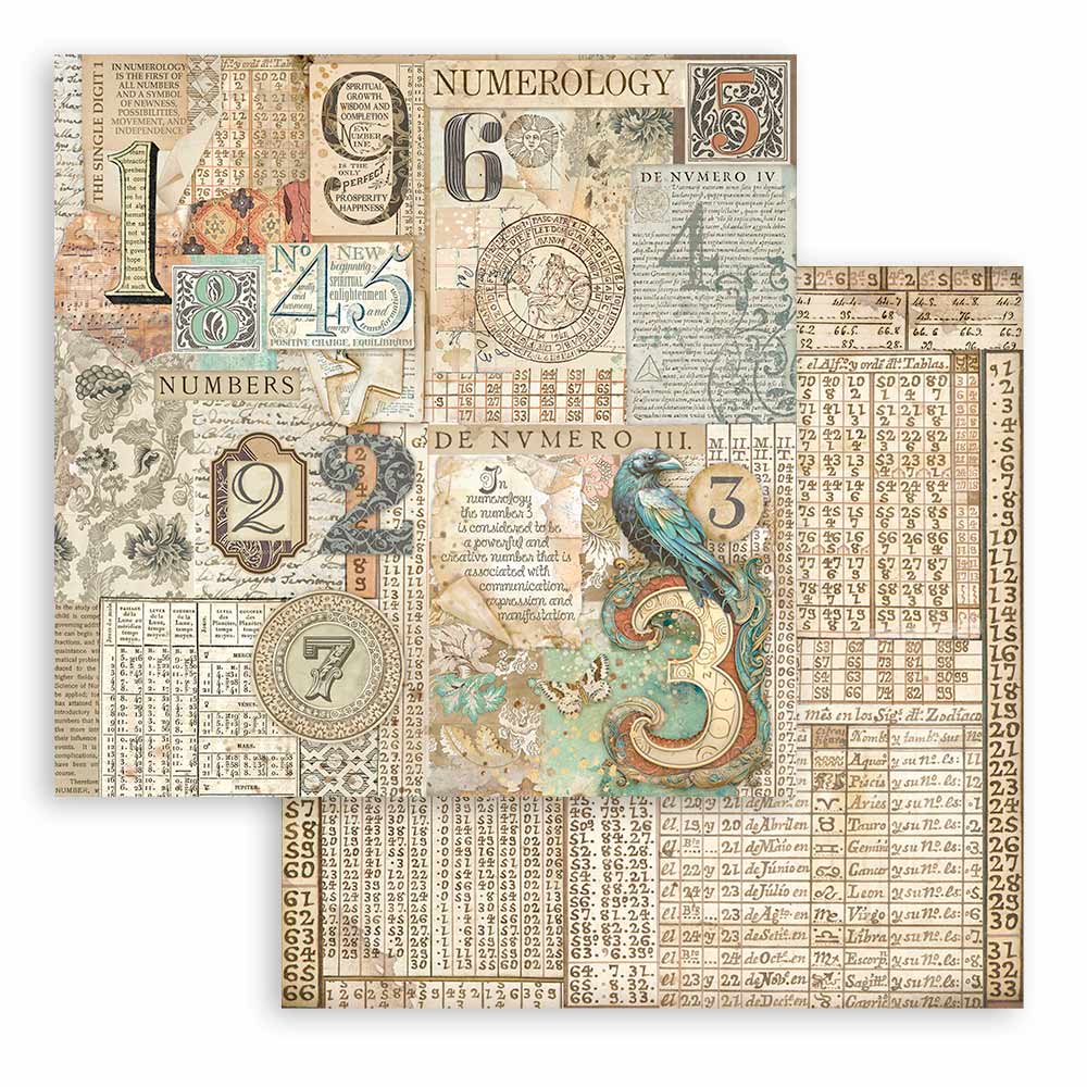 Stamperia Patterned Double Face Sheet - Fortune - Numbers | Paper Flourish