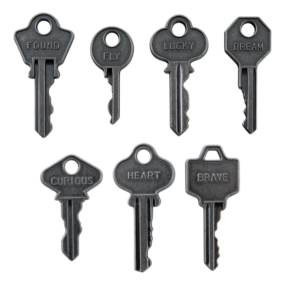Tim Holtz Metals - Word Keys 7 pc | Paper Flourish